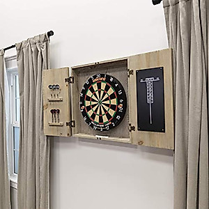 American Legend Barnwood Dartboard Cabinet with Wheat Finished Barn Style Doors - Dartboard Not Included