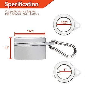 Anley 1.26" Aluminum Flagpole Mounting Rings Set - Anti Wrap 360° Rotatable Ring with Carabiners - Ideal for 1-1/4 Inch Diameter Flag Pole & Flag with 2 Grommets (Silver, Pack of 2)