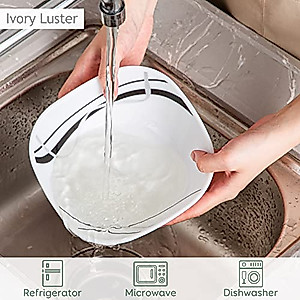 VEWEET Fionaglas 24-Piece Dinner Sets Break Resistant Dinnerware Set for 6, Opal Glassware Plates and Bowl Sets of Dinner Plates, Soup Plates, Dessert Plates, Bowls, Service for 6