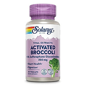 Solaray Activated Broccoli Seed Extract 350 mg, 10% Sulforaphane Glucosinolates for Antioxidant Support, Heart Health and Digestive Support, Vegan and Lab Verified, 30 Servings, 30 VegCaps