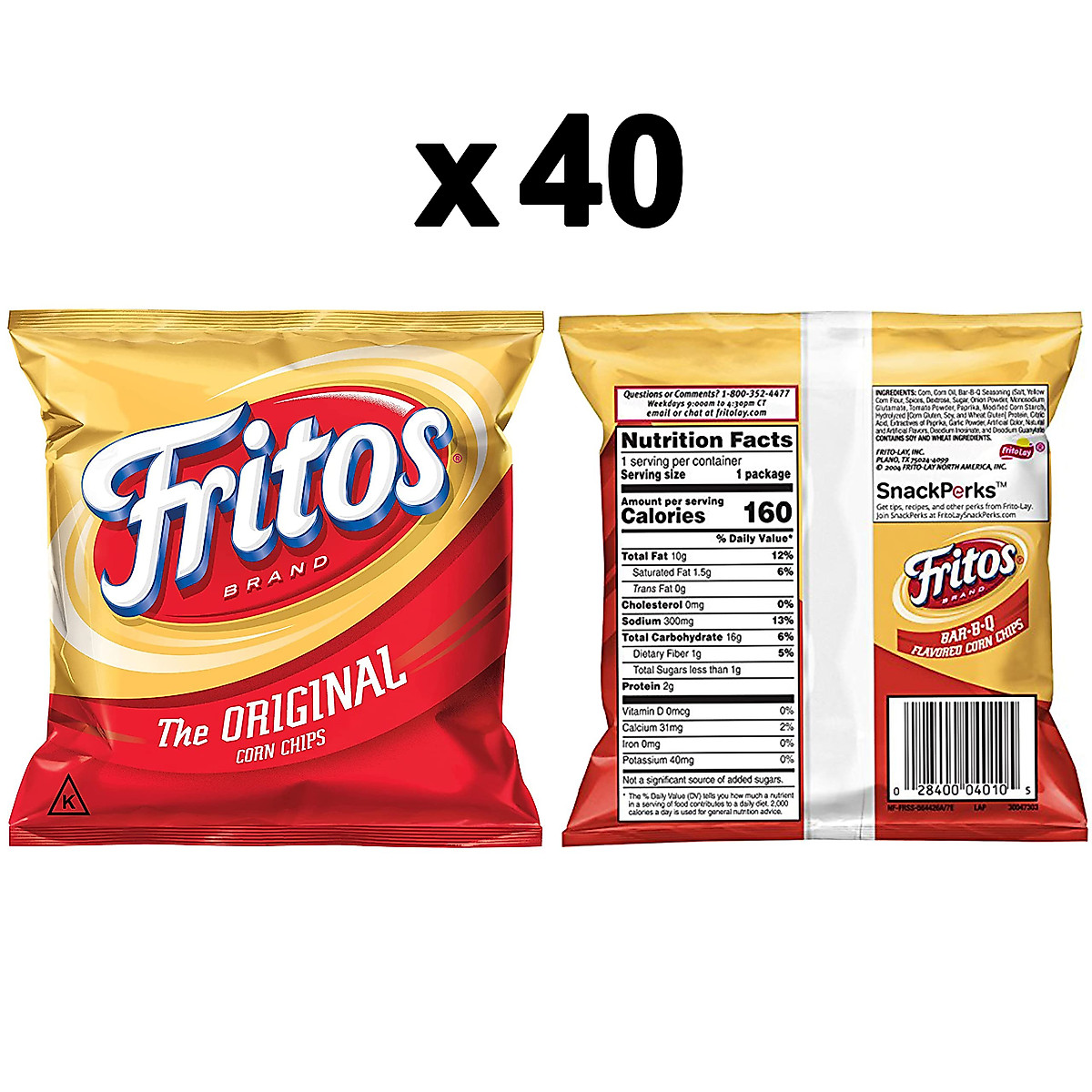 Fritos Corn Chips, Original, 1 Ounce (Pack of 40)