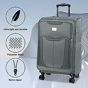 Verdi 20 Inch Luggage – Expandable Durable Softside Lightweight Suitcase with 8-wheel Spinners Carryon Bag charcoal
