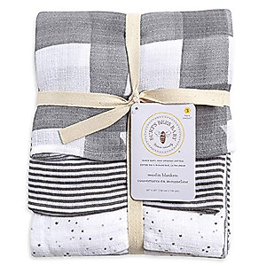 Burt's Bees Baby Swaddles, 100% Organic Muslin Cotton Baby Blankets, Multipurpose Lightweight & Breathable, Pack of 3