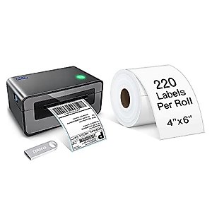 POLONO Shipping Label Printer Gray, 4x6 Thermal Label Printer for Shipping Packages, Commercial Direct Thermal Label Maker, Shipping Label, 4 x 6 Direct Thermal Labels, 220 Labels/Roll