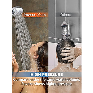 Pavezo High Pressure Handheld Shower Head with Filter, ON/OFF Switch Pause Button, 10-mode Shower Head with Hard Water Softener Filters, SS Hose, Anti-clog & Powerful Clean Tile & Pets, Premium Chrome