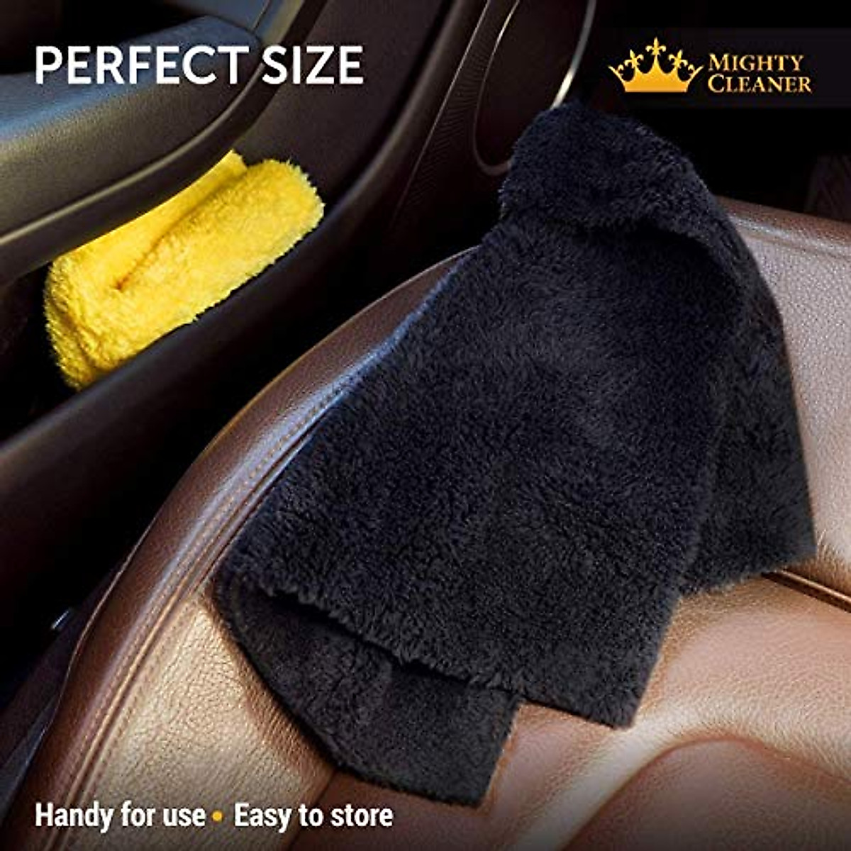 Edgeless Microfiber Towels for Cars – 6 Pk - 12”x12” Сar Detailing Towels – Reusable Car Wash Towels – Best for Scratch-Free Car Interior Cleaning
