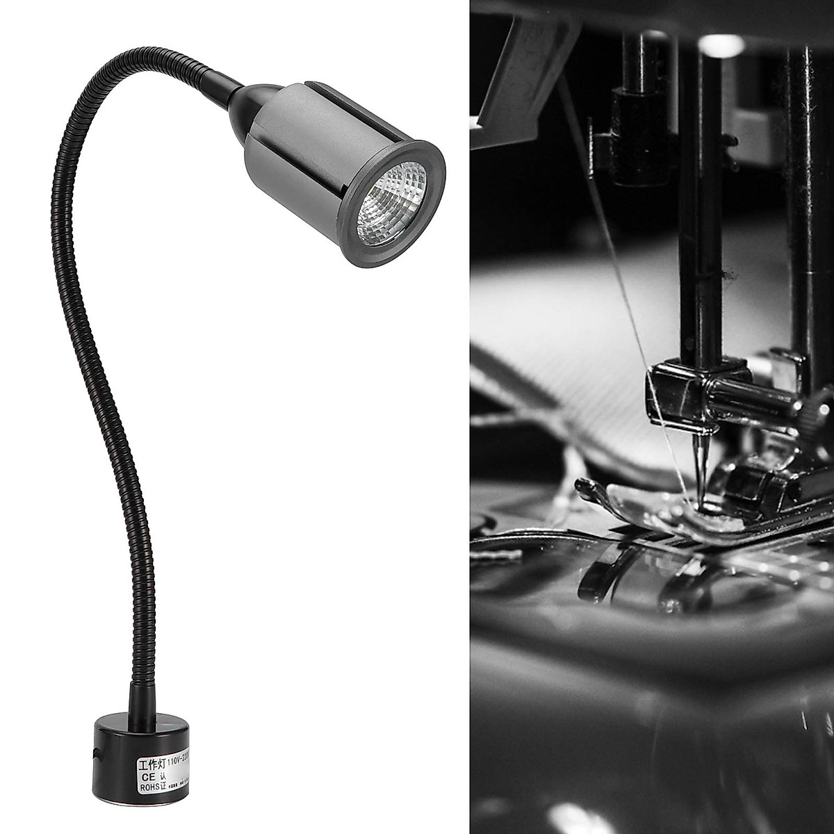 Hyuduo LED Lamp with Magnetic Base, 12W Long Flexible Gooseneck Desk Work Lamp, Sewing Machine Light for Workbench, Metal Lathe, Drill Press