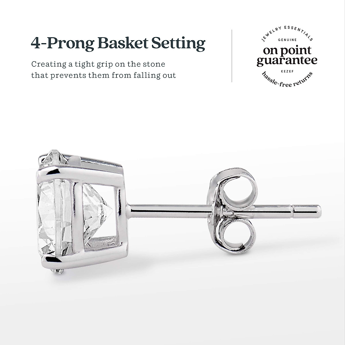 KEZEF Sterling Silver Cubic Zirconia Stud Earrings for Women & Men – Premium S925 Silver Studs – Hypoallergenic – CZ Silver Earrings - Size 12mm