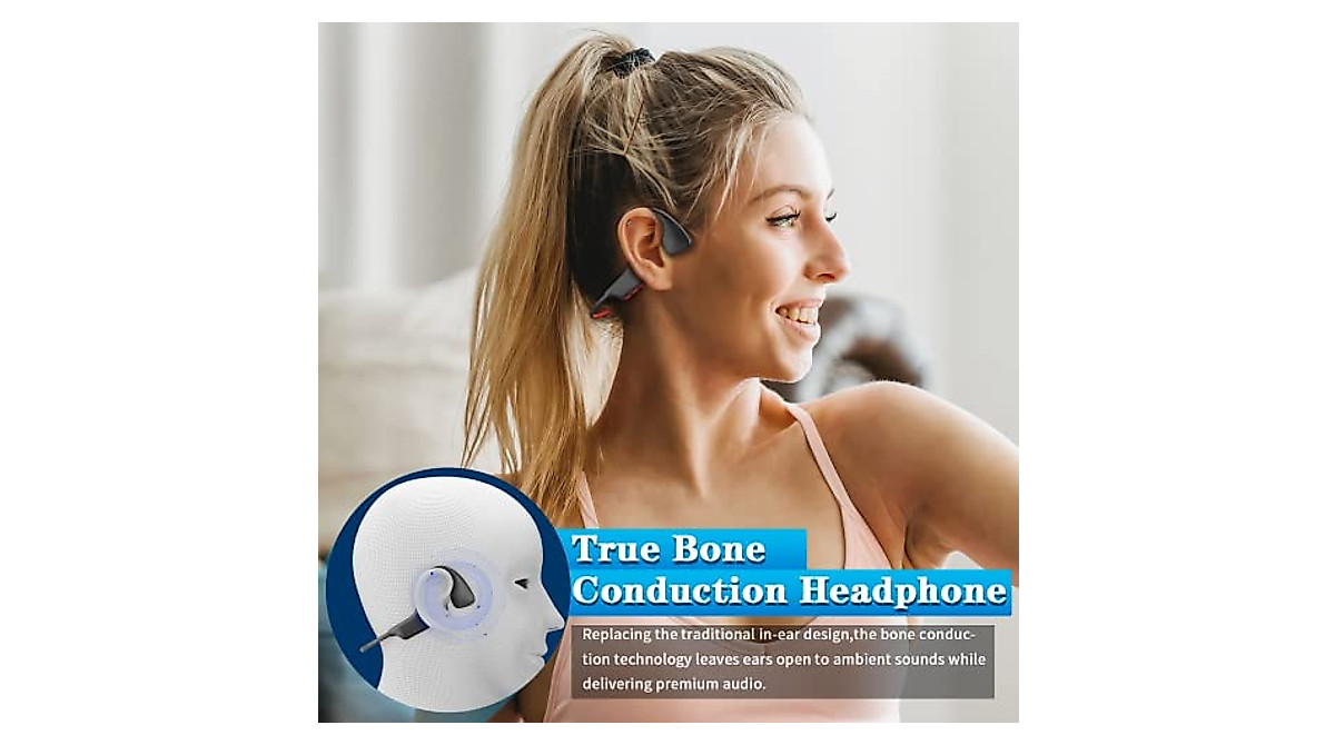 OFUSHO Bone Conduction Headphones - Safe Open-Ear Bluetooth Audio