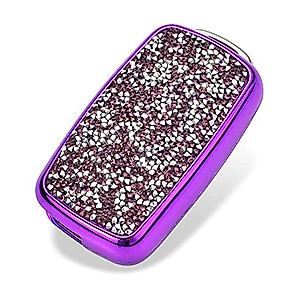 Royalfox(TM) 3 Buttons 3D Bling flip Folding Remote Key Fob case Cover for VW Volkswagen Mk6 Bora Jetta GTI Passat Golf Tiguan Touareg Beetle Passat,Skoda Fabia Octavia Superb (Purple)