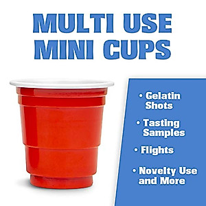 GoPong 2 oz Plastic Shot Cups - [200 Count] Mini Party Cups, Red