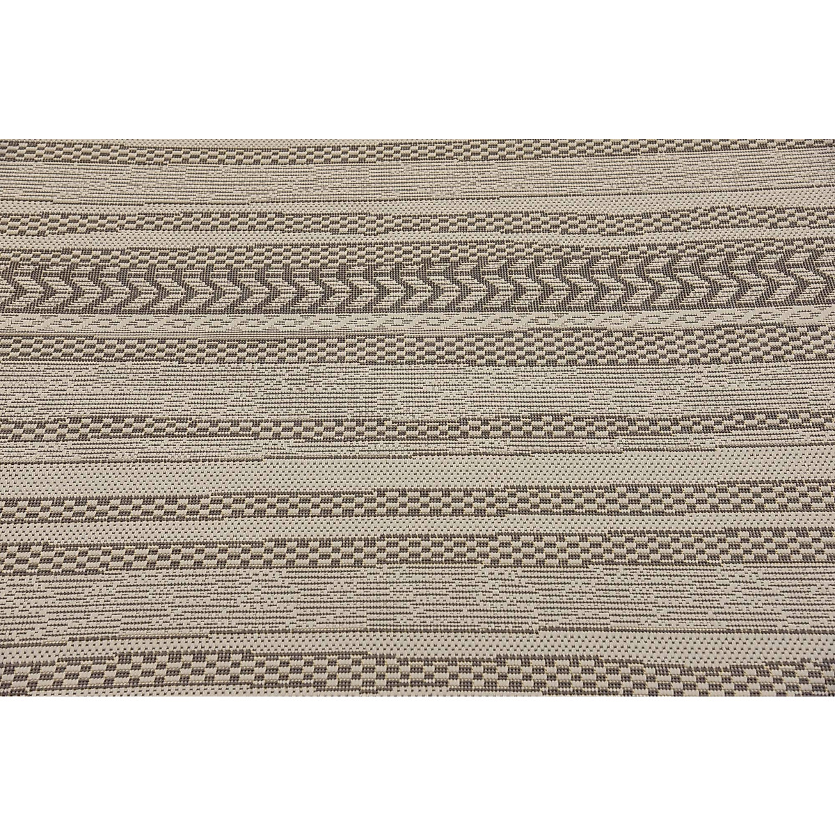 Unique Loom Outdoor Border Collection Area Rug - Lines (6' 1" Square, Gray/ Silver)