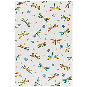 Now Designs Floursack Kitchen Towels Quick Dry Cotton Hand Towel Set, 3 Count, Dragonfly, 20 x 30 in