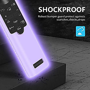 [2Pack]Silicone Protective Case for Newest Samsung Smart TV Solar Cell Remote Control 2022,for Samsung BN59-01385 BN59-01386 BN59-0139 Frame Remote Battery Back Covers Skin Holder-Glowblue Glowpurple