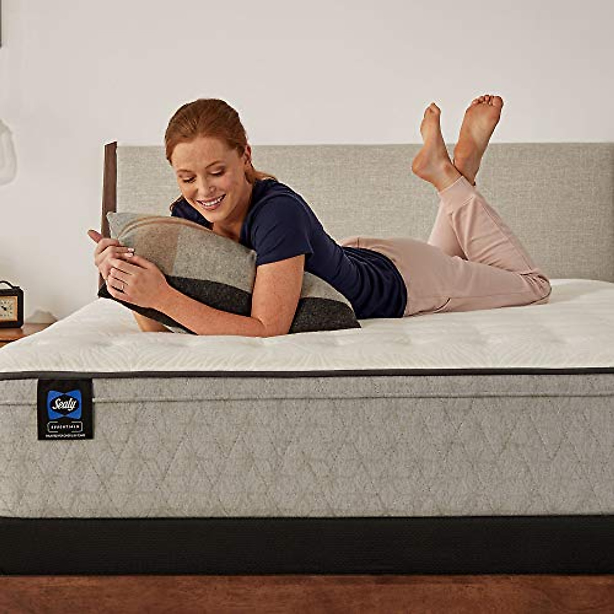 Sealy Essentials Spring Winter Green Faux Eurotop Medium Feel Mattress and 9-Inch Foundation, King