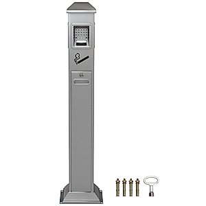 lukar Commercial Trash Receptacles Metal Trash Container Heavy Duty Trash Disposal Outdoor Vertical Trash Can for Patios Gardens Hotels Pubs Offices(Silver)