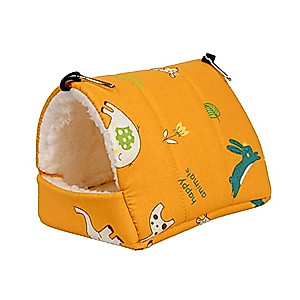 Soft Hamster Hammock Bed Playing Hamster DEN Sleeping Hanging Warm Bedding House Nest Toy for Small Pet Ferret Mouse Chinchilla Squirrel, Yellow