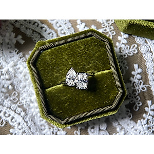 3 CTW Pear & Radiant Cut Toi et Moi Moissanite Engagement Ring, 10K / 14K / 18K Gold D Color VVS1 Clarity Two Stone Ring for Women, Anniversary Gift for Her