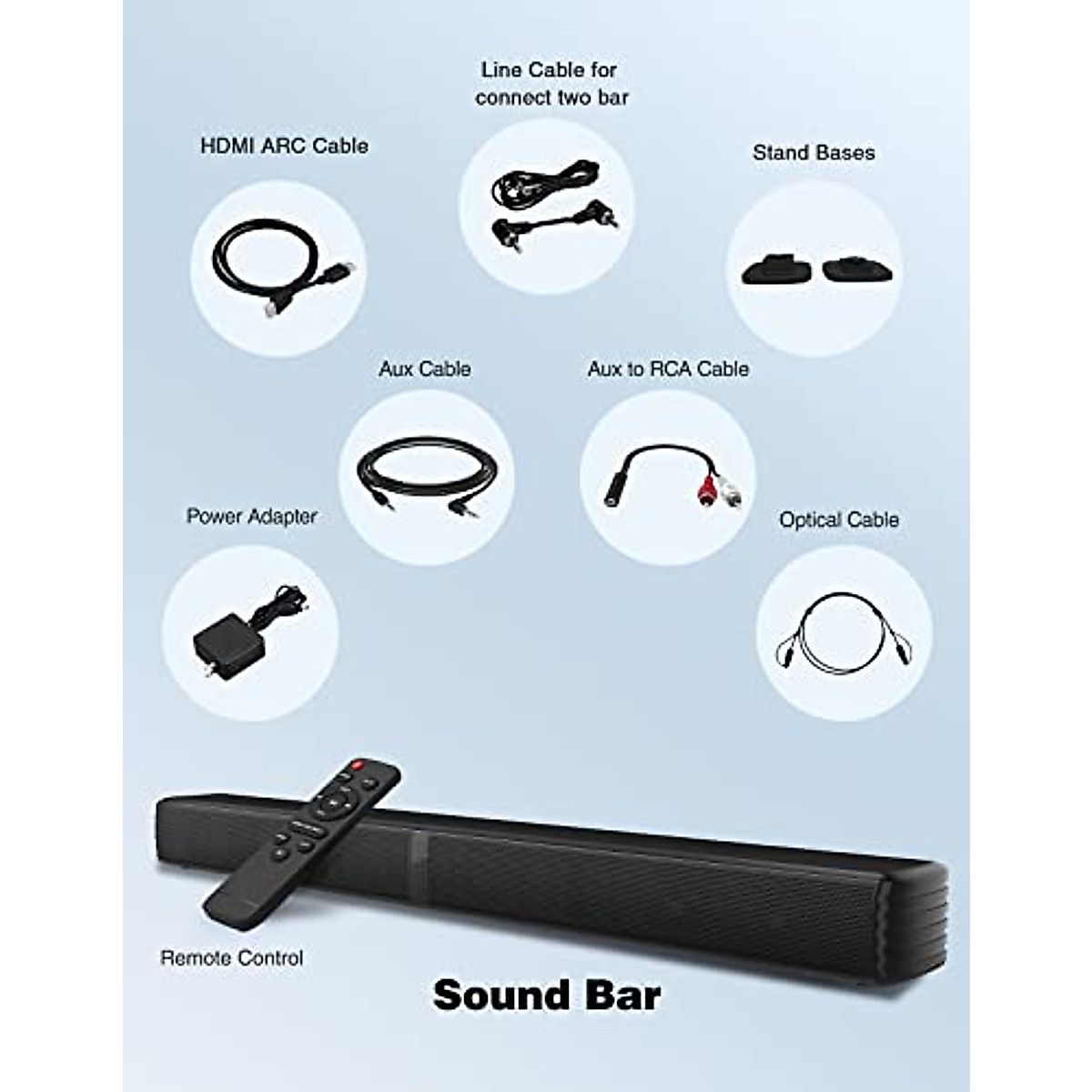 Puxinat 2 in 1 Separable Sound Bars for TV, 2.2 Channel 32Inch Bluetooth 5.0 TV Speaker for Surround Sound System, Built-in Dual Subwoofer, Bass Adjustable, Remote Control Included