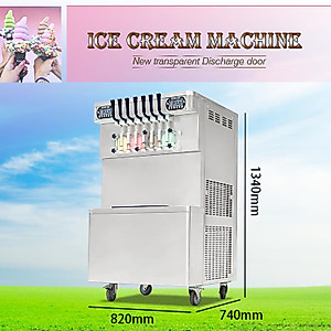 Kolice Commercial ETL high capacity 7 flavors soft serve ice cream machine, gelato ice cream maker, 4+3 mixed frozen yogurt ice cream machine-full transperant dispenser, upper tanks refrigerated