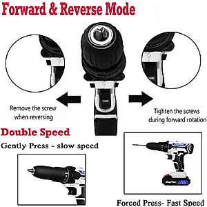 21V Cordless Power Drill Set 1/2'' Keyless Metal Chuck, Battery Electric Drill with Fast Charger, 25+1 Torque Setting Portable Power Driven Electric Drill Kit, 2 Variable Speed & LED Worklight