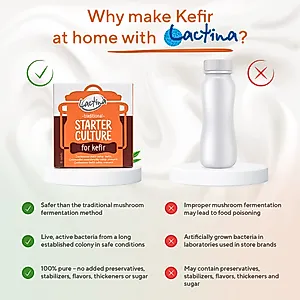 Lactina Kefir Starter Culture Probiotic May Boosts Gut Health and Digestive Wellness Naturally 10 Sachets for 10 Liters