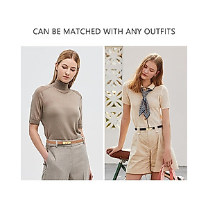 ANHAISHUILV Women's Skinny Leather Belt with Adjustable Golden Turn-Lock Buckle - Ideal for Dresses, Jeans, and Coats