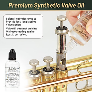 PAMPET Trumpet Care Kit, Professional Trumpet Cleaning Kit Care Your Trumpet with Valve Oil, Brass Polishing Spray, Slide Grease, Brushes