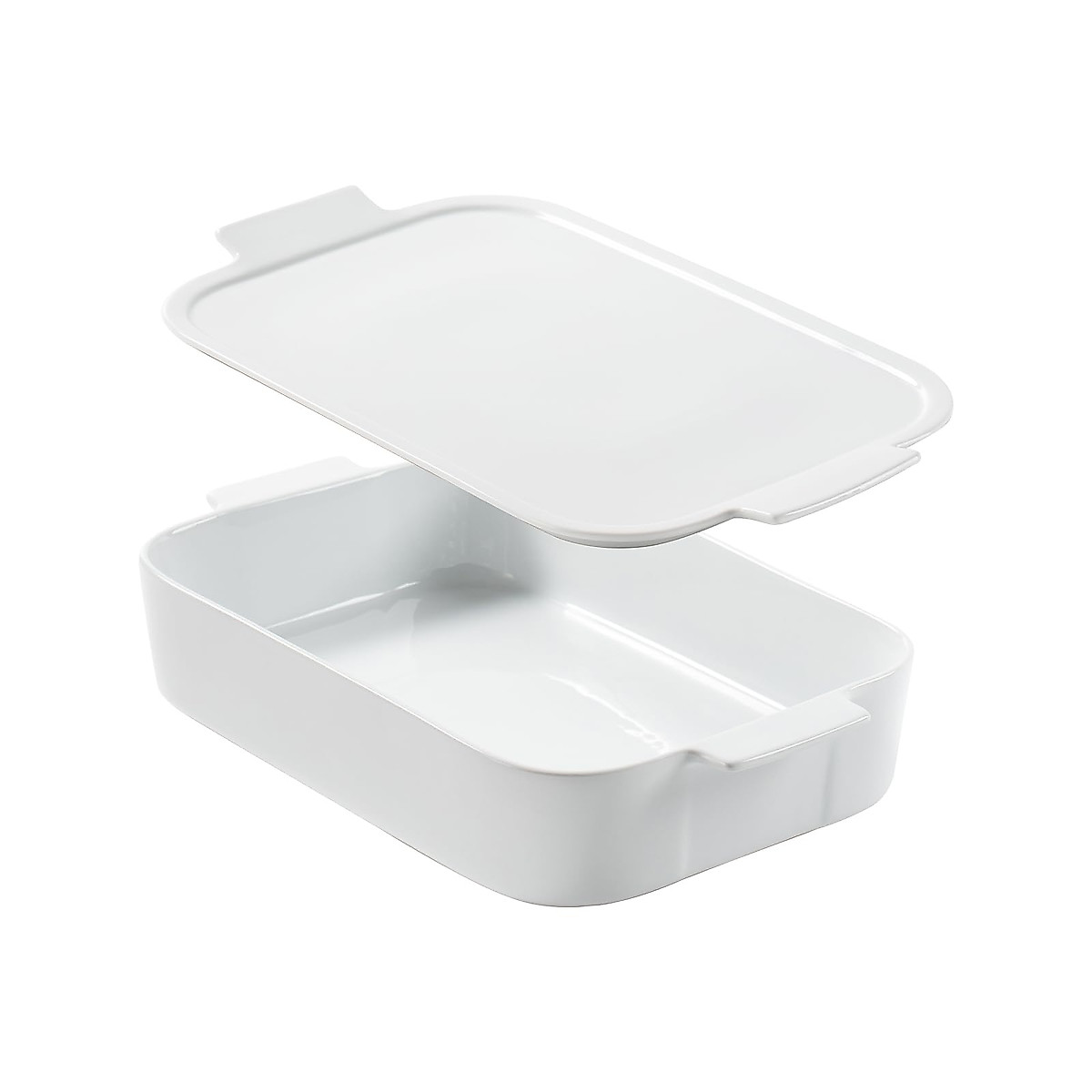 Unilives Ceramic Baking Dish with Lid, Casserole Dishes for Oven, 9x13 White Casserole Dish with Lid, Lasagna Pan Deep with Handles, for Casseroles Baking Roasted Vegetables, Microwave, Dishwasher Safe