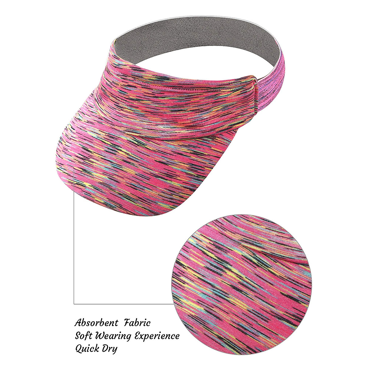 6 Pieces Sport Sun Visor Hat Athletic Visor Cap Adjustable Stretch Band Visor Hat Quick Dry Hat with Sweatband for Women Men Running Jogging Golf Tennis Cycling