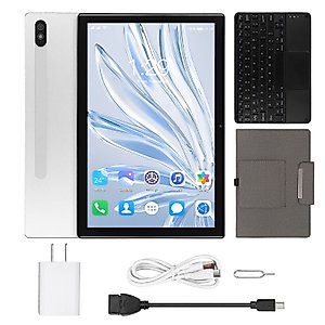 10.1 Inch Tablet, 4G Call 2 in 1 Fast Charge Support Tablet PC 12 with 5G WiFi Keyboard for Learn (US Plug)