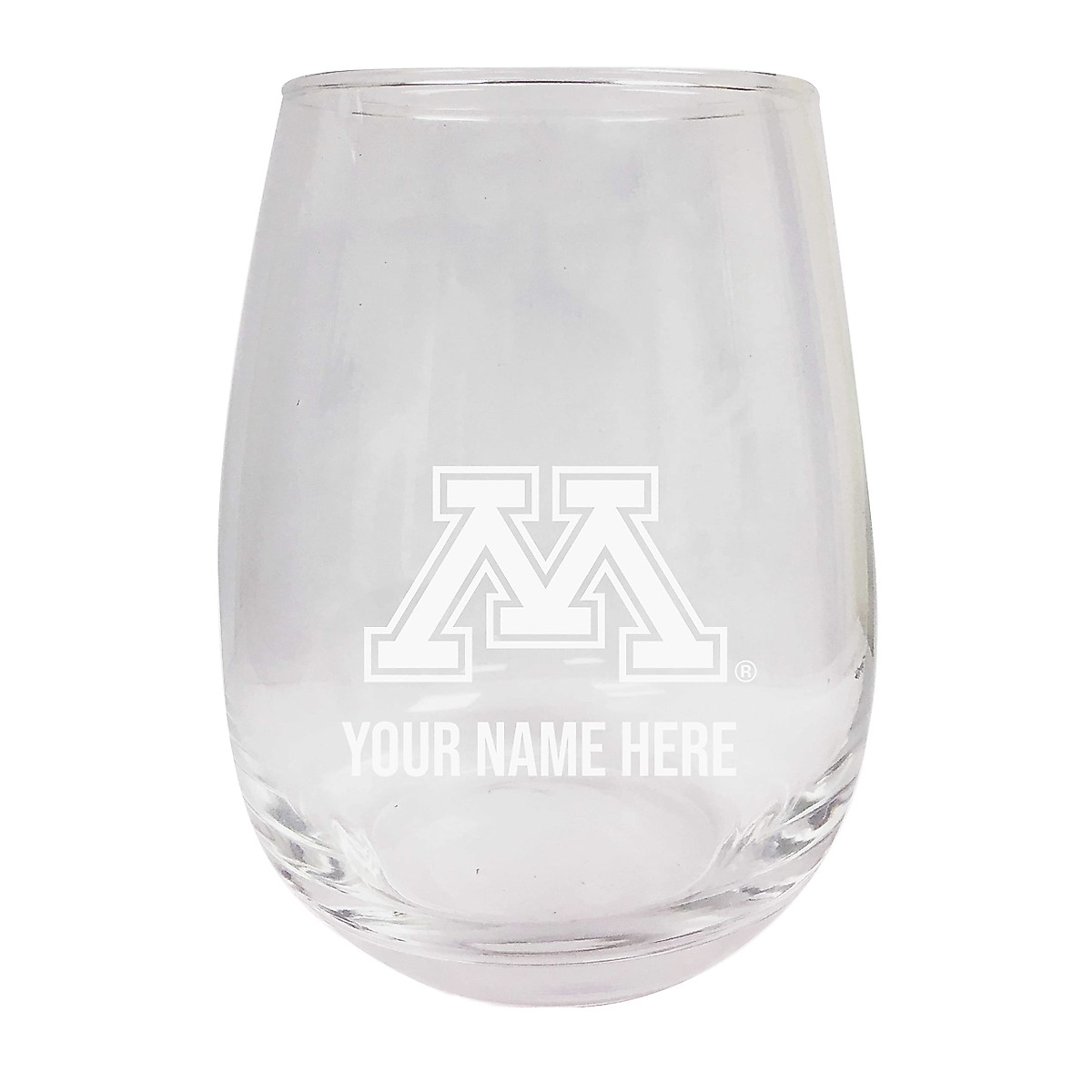 2 Pack Personalized Minnesota Gophers Etched Stemless Wine Glass 15 oz With Custom Name (2) Officially Licensed Collegiate Product