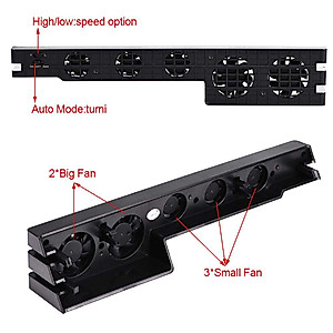 M ugast Cooling Fan for PS4 Pro, USB External Cooler 5 Fan Turbo Temperature Control Cooling Fans for Sony Gaming Console
