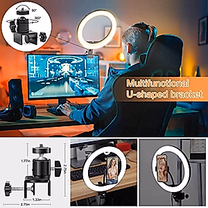 10" Ring Light MACTREM LED Light Ring with Tripod, Clamp & Phone Holder for YouTube Video, Makeup, Selfie, Photography, Live Streaming, Tiktok, 3 Light Modes & 10 Brightness Level