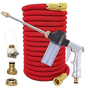 Durable Water Gun Garden Hose Adjustable Nozzle Telescopic Hose High Pressure Electric Washing Machine Garden Cleaning Sprayer Irrigation Accessories (Color : Dark Grey, Lengh : 100ft 30m)