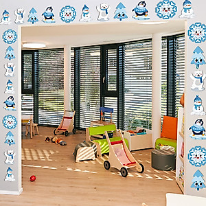 80 Pcs Winter Cutouts Winter Paper Bulletin Board for Preschool Paper Bulletin Board Decorations Preschool Classroom Back to School Teacher Supplies Classroom Cutouts
