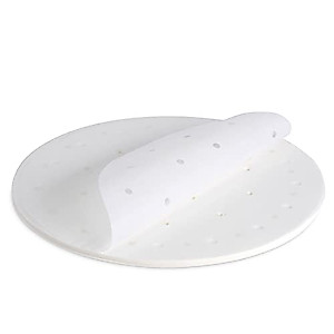 100 Pack Round Air Fryer Liners with Holes for Air Fryer Basket, Dumpling Paper, 10 Inch Perforated Bamboo Steamer Liner Sheets for Baking (White)