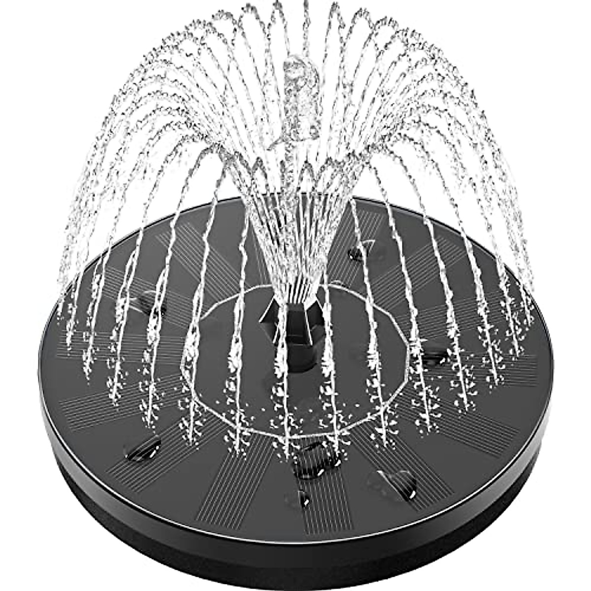 GAIZERL Solar Fountain Bird Bath Fountains Pump Upgraded 100% Glass Panel, Solar Powered Water Fountain with 8 Nozzles & 4 Fixers for Garden, Pond, Pool, Patio, Fish Tank, Outdoor - No Battery Needed