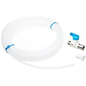 John Guest Ice Maker Connection Kit with Angle Stop Adapter Valve, Push to Connect Plastic Plumbing Fittings, White, ICE MAKER KIT