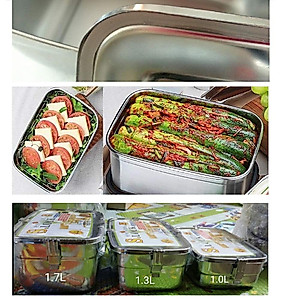 Gentle Prince all Stainless Steel 304 Storage Sealed Container Set 3P (1.0L + 1.3L + 1.7L) for Storing Kimchi through Side Dish Vegetable Made in Korea