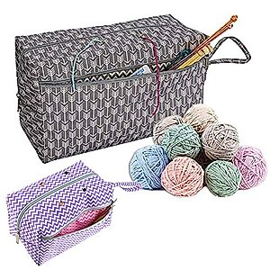 CHXIHome Yarn Storage Tote,Crochet Yarn Storage Bag Organizer with Divider for Crocheting & Knitting Supplies Portable Handmade Sewing Supplies Storage