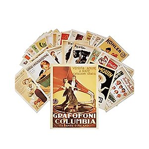 Fancyoung 32 PCS 1 Set Vintage Retro Old Poster Postcard Greeting Cards Souvenir Gifts for Worth Collecting