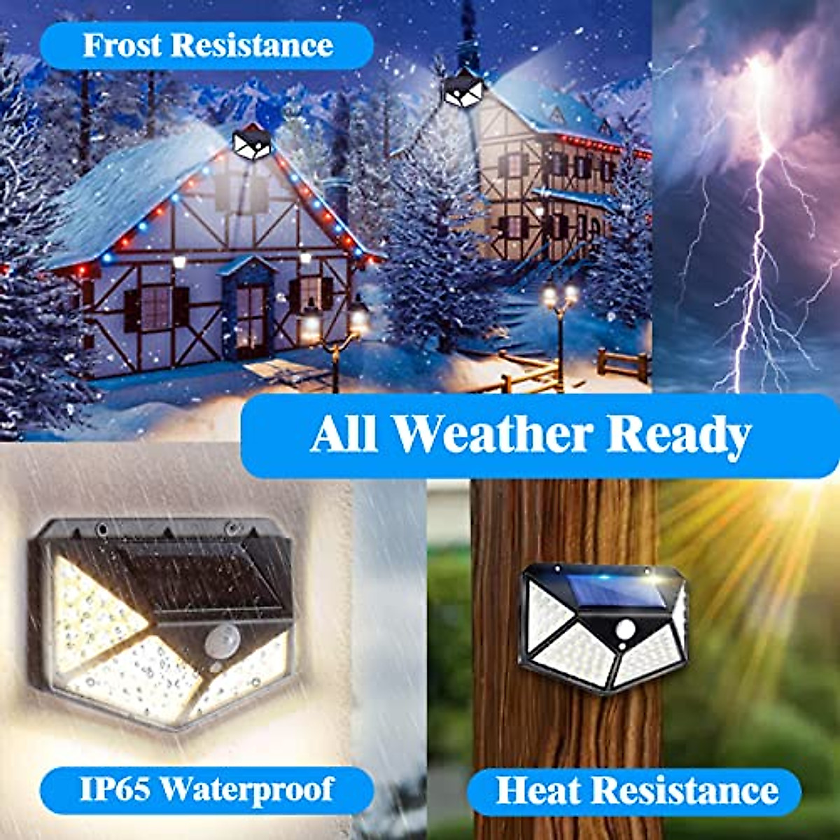 Korunb Solar Motion Lights Outdoor 6 Pack, Solar Fence Lights, 100LED/3 Modes 270° Lighting Angle Motion Sensor Security Lights, IP65 Waterproof Solar Powered for Garden Fence Patio Garage