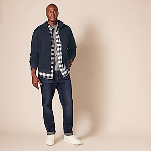 Amazon Essentials Men's Full-Zip Fleece Mock Neck Sweatshirt, Navy, Large