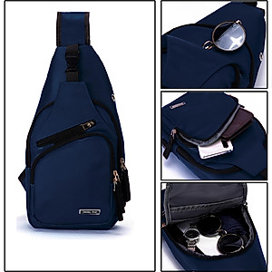Seoky Rop Men Women Sling Backpack Nylon Water Resistant Shoulder Chest Crossbody Sling Bag with USB Charging Port Small Dark Blue