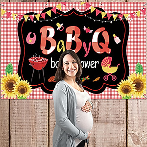 Large Size BBQ Baby Shower Backdrop, 71×43 Inch BBQ Baby Shower Banner Baby Shower Party Decoration Supplies BabyQ Shower Background for BBQ Baby Shower Gender Reveal Party Photo Studio Decoration