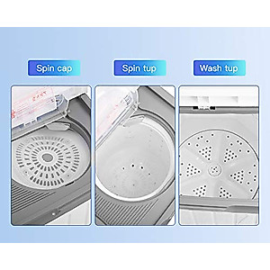 Hudada Twin Tub Washing Machine Portable Mini Compact Washer and Spin Dryer Combo, 10Lbs & 7Lbs Spinning, Small Laundry with Inlet Drain Hose for Apartment Dorm RV Home, White