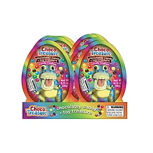 Choco Treasure Surprise Dino Eggs with Chocolatey Candy & Dino Toy | Tray of 10 Eggs | 18 Collectible Toys