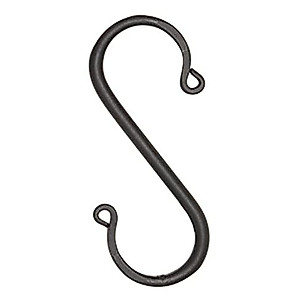 6 Wrought Iron S Hooks - 4" Hand Forged with Scrolls (Set of Six) Hand Forged by Amish Blacksmith Lancaster Pennsylvania USA