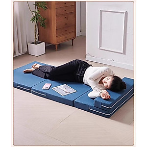 3" Thick Foldable Mattress High Density Foam Floor Guest Bed with Non-Slip Bottom,Single/Twin/Queen/King Size Folding Mattress Portable Travel Camping Mattress (Blue,31"x79"x3")